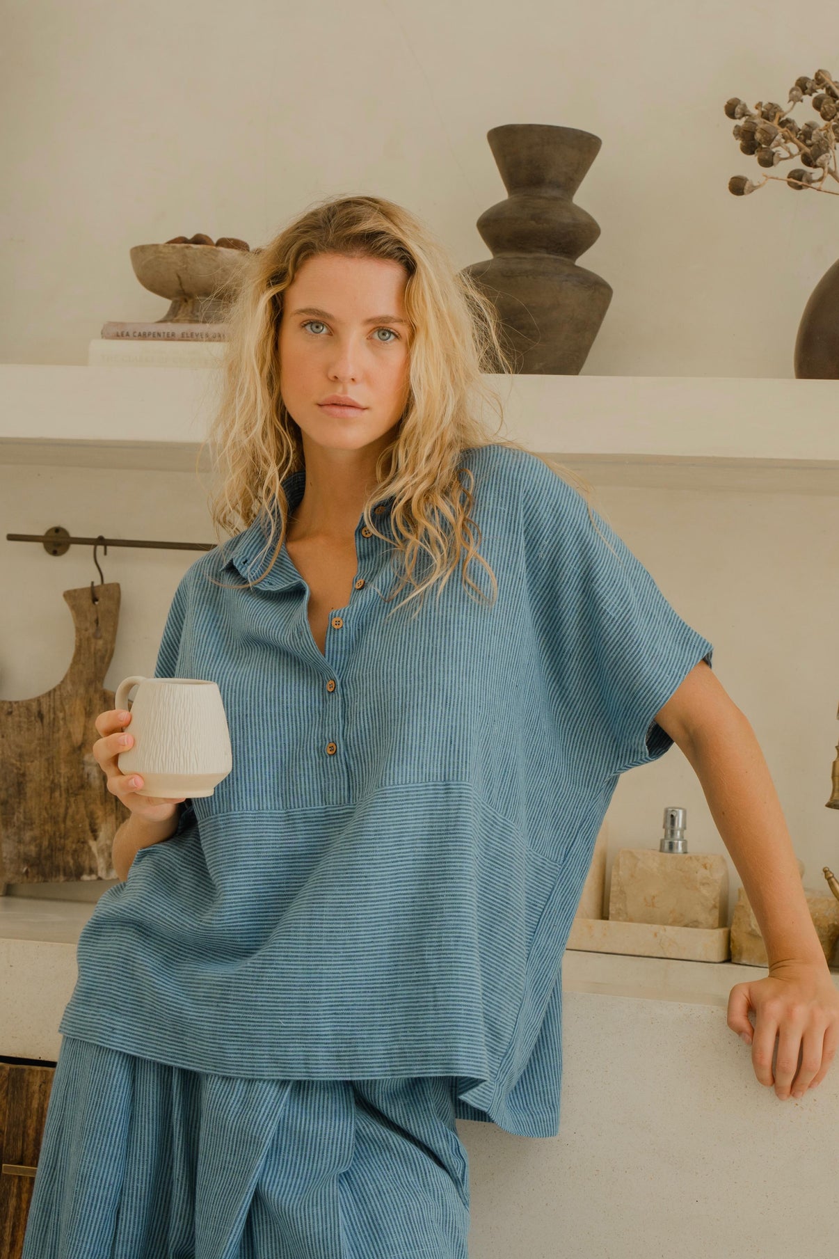 #63 Oversized Hanley Shirt Kala 118A Ocean Blue / Indigo Stripe ...